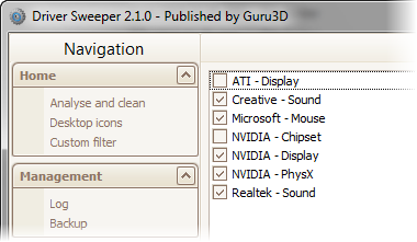 Driver Sweeper removes leftover after driver uninstall